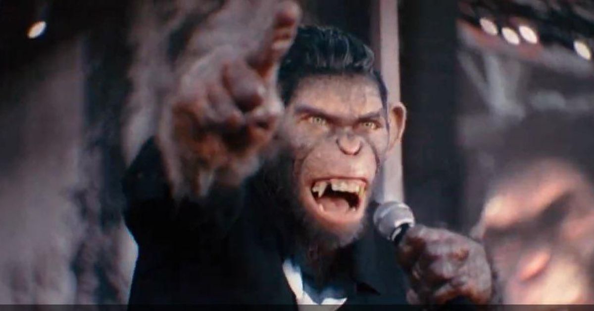 Opičák Robbie Williams vyráží za slávou v novém traileru na trhlý ...